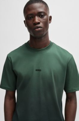 BOSS - Cotton-jersey T-shirt with dip-dye finish - Green