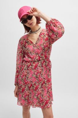 HUGO - Cotton-twill cap with embroidered floral logo - Pink