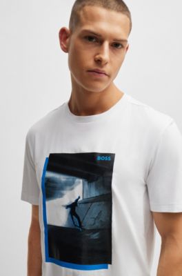 BOSS - Cotton-blend T-shirt with skate artwork - White