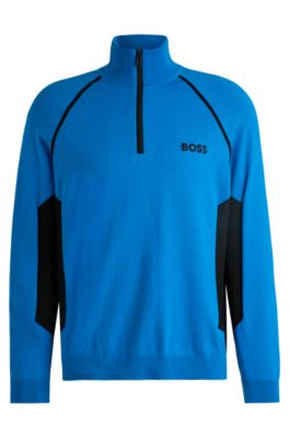 BOSS - Jersey de algodón con bloques de color y logo - Azul