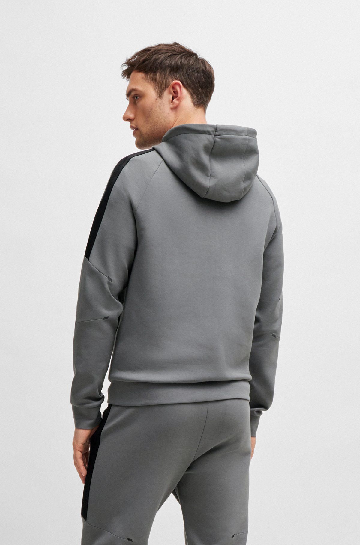 BOSS - Stretch-cotton tracksuit with logo prints - Grey BOSS - Stretch-cotton tracksuit with logo prints - Grey