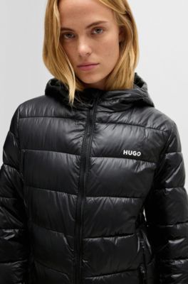 HUGO - Water-repellent puffer jacket with logo detail - Black