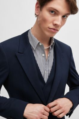 HUGO - Costume trois pièces Slim en tissu stretch performant - Bleu foncé