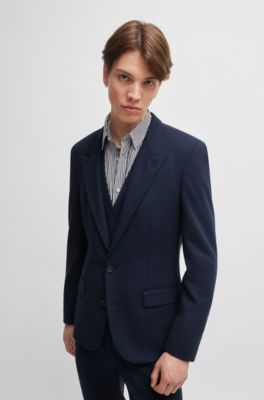 HUGO - Slim-fit three-piece suit in performance-stretch fabric - Dark Blue