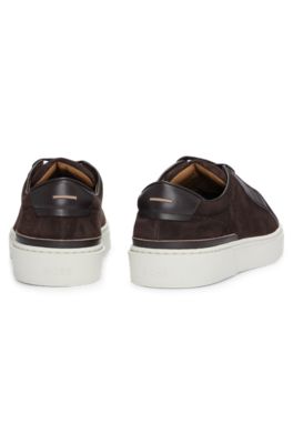 BOSS - Gary Italian-made trainers in leather and suede - Dark Brown