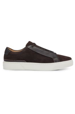 BOSS - Gary Italian-made trainers in leather and suede - Dark Brown