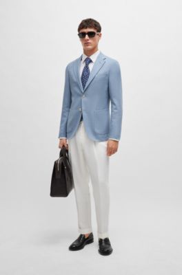 BOSS - Slim-fit jacket in virgin wool, silk and cashmere - Light Blue