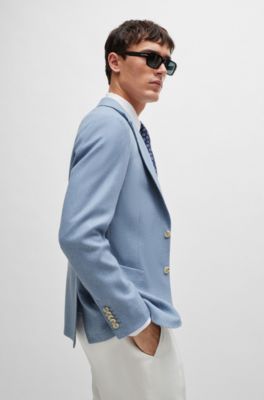 BOSS - Slim-fit jacket in virgin wool, silk and cashmere - Light Blue