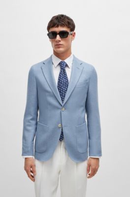 BOSS - Slim-fit jacket in virgin wool, silk and cashmere - Light Blue