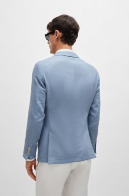 BOSS - Slim-fit jacket in virgin wool, silk and cashmere - Light Blue
