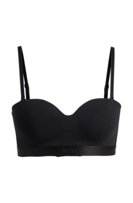 BOSS - Cotton-blend bra with branded band and detachable straps - Black