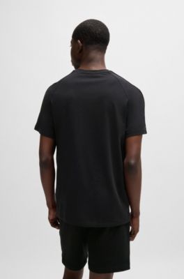 HUGO - Stretch-cotton T-shirt with logo tape sleeves