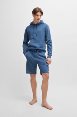 HUGO - Cotton-terry shorts with logo tape side seams - Blue