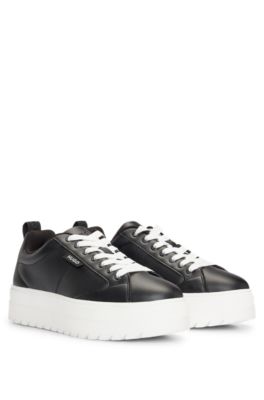 HUGO - Platform-sole trainers with logo flag and signature details - Black