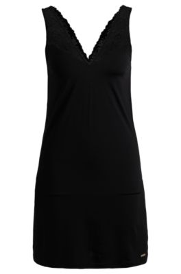 BOSS - Nuisette en jersey avec finitions en dentelle stretch