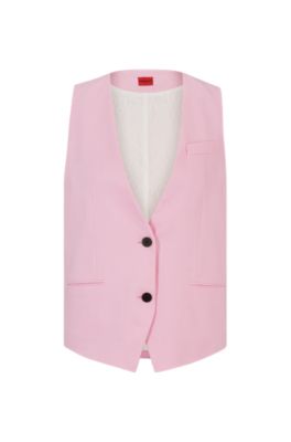 HUGO - Oversized-fit waistcoat with signature lining - light pink