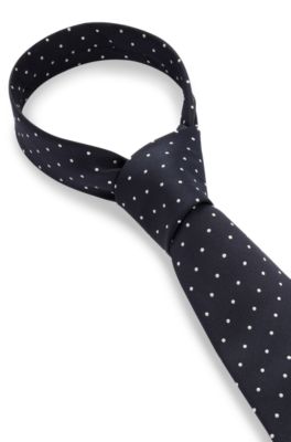 BOSS - Silk-blend tie with all-over jacquard pattern - Dark Blue