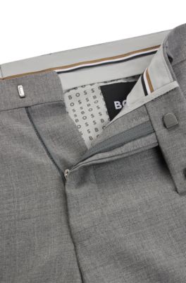 BOSS - Relaxed-fit trousers in micro-patterned virgin wool - Silver