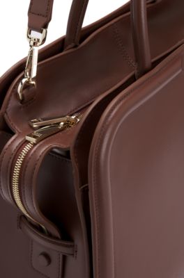 BOSS - Ariell tote bag in leather with detachable pouch - Brown