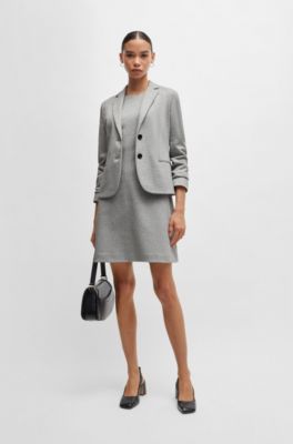 BOSS - Extra-slim-fit jacket in herringbone jersey - Light Grey