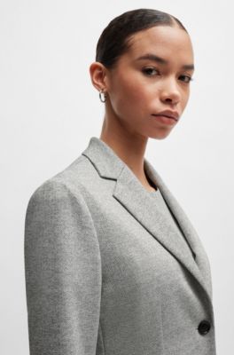 BOSS - Extra-slim-fit jacket in herringbone jersey - Light Grey