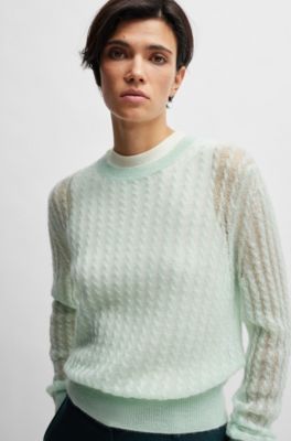 BOSS - Jersey de trama fina en lana con textura y estructura trenzada