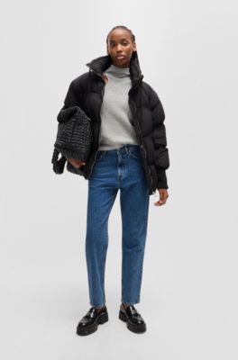 HUGO - Water-repellent jacket with stacked-logo badge - Black