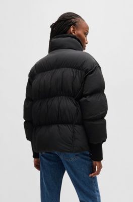 HUGO - Water-repellent jacket with stacked-logo badge - Black