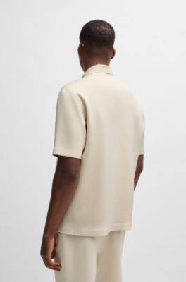 BOSS - Stretch-jersey polo shirt with double-monogram badge - Natural