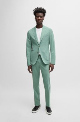 BOSS - Slim-fit jacket in a performance-stretch wool blend - Light Green