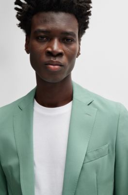 BOSS - Slim-fit jacket in a performance-stretch wool blend - Light Green