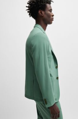 BOSS - Slim-fit jacket in a performance-stretch wool blend - Light Green