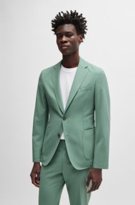 BOSS - Slim-fit jacket in a performance-stretch wool blend - Light Green