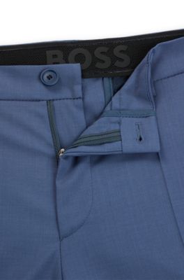 BOSS - Modern-fit trousers in a performance-stretch wool blend - Blue
