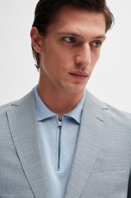 BOSS - Regular-fit suit in micro-patterned cloth - Light Blue
