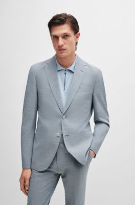 BOSS - Traje regular fit de paño con microestampado - Celeste