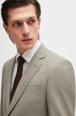 BOSS - Slim-fit suit in patterned stretch cloth - Light Beige