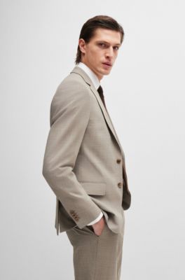 BOSS - Fato de ajuste slim em tecido elástico com padrão