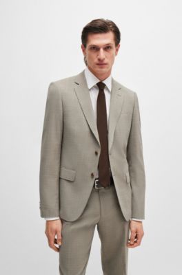 BOSS - Fato de ajuste slim em tecido elástico com padrão