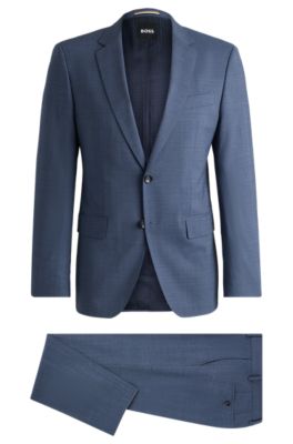 BOSS - Slim-fit suit in patterned stretch cloth - Dark Blue