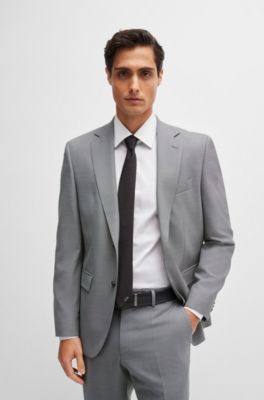 BOSS - Fato de ajuste regular em tecido elástico com micropadrão