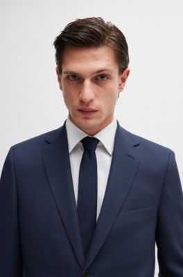 BOSS - Regular-fit suit in micro-patterned stretch fabric