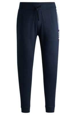 BOSS - Tracksuit bottoms in French terry cotton with logo detail - Dark ...