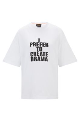 BOSS - Cotton-jersey regular-fit T-shirt with slogan print - White
