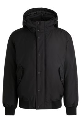 BOSS - Water-repellent parka jacket with polar-fleece collar lining - Black