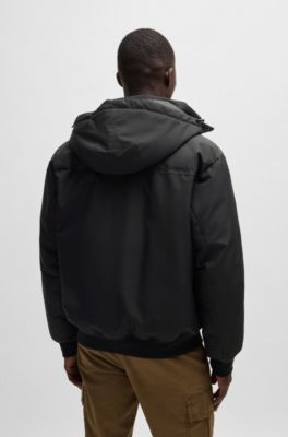BOSS - Water-repellent parka jacket with polar-fleece collar lining - Black