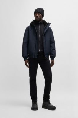 BOSS - Water-repellent parka jacket with polar-fleece collar lining ...