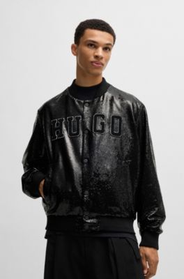 HUGO - Logo bomber jacket with sequin embellishments - Black