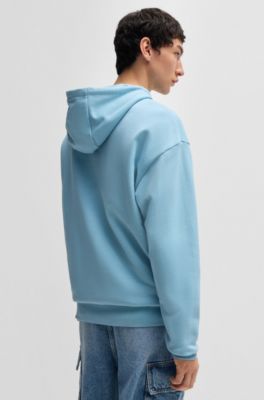 HUGO - Cotton-terry hoodie with Happy HUGO logo - Light Blue