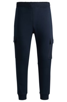BOSS - Cotton-terry tracksuit bottoms with cargo pockets
